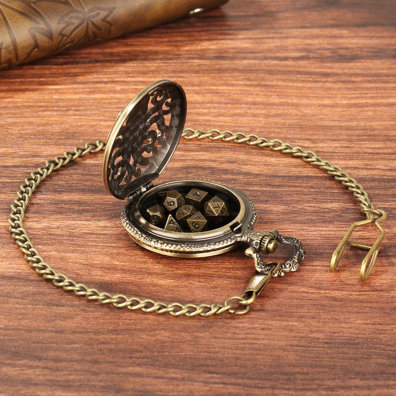 Mini Metal DND Dice Set with Cthulhu Octopus Pocket Watch Shell Case ...