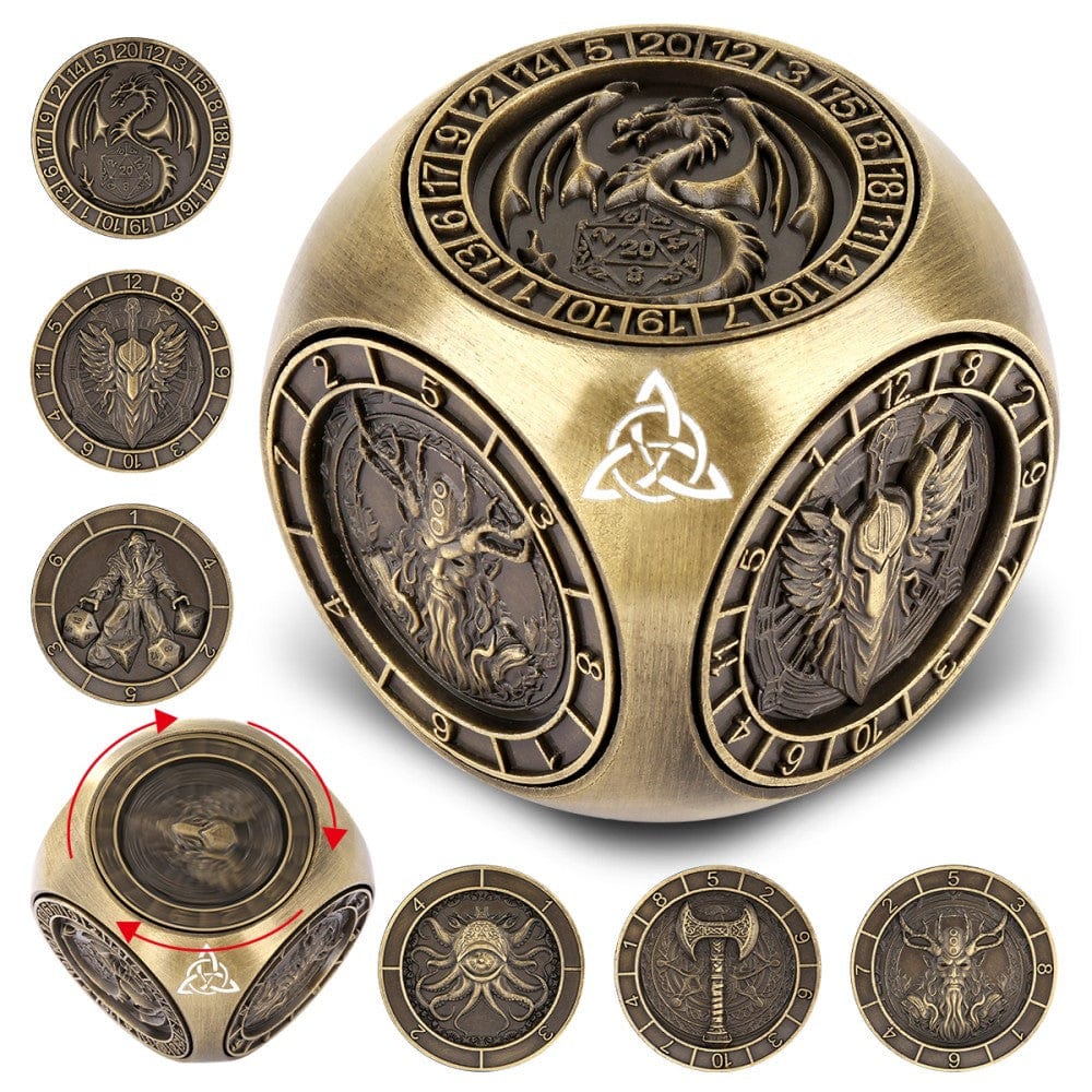 DND Dice Cube Spinner | Metal RPG Dice Set with 6 Rotating Sides ...